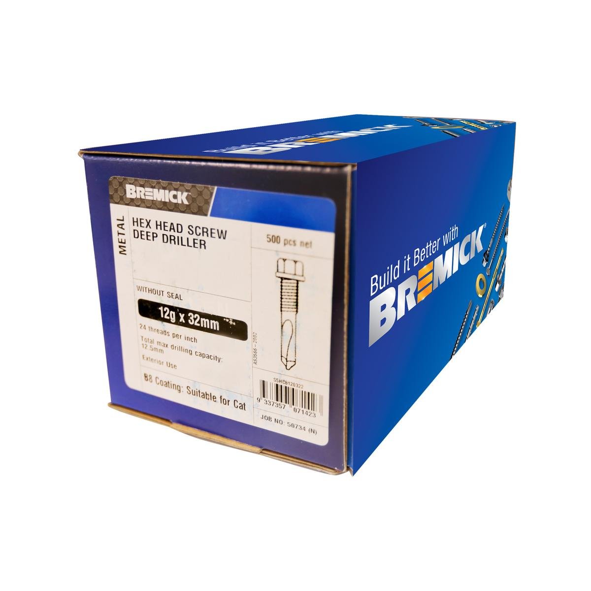 Bremick 12g x 32mm Metal Hex Head Screws - 500 Pack - Bunnings Australia