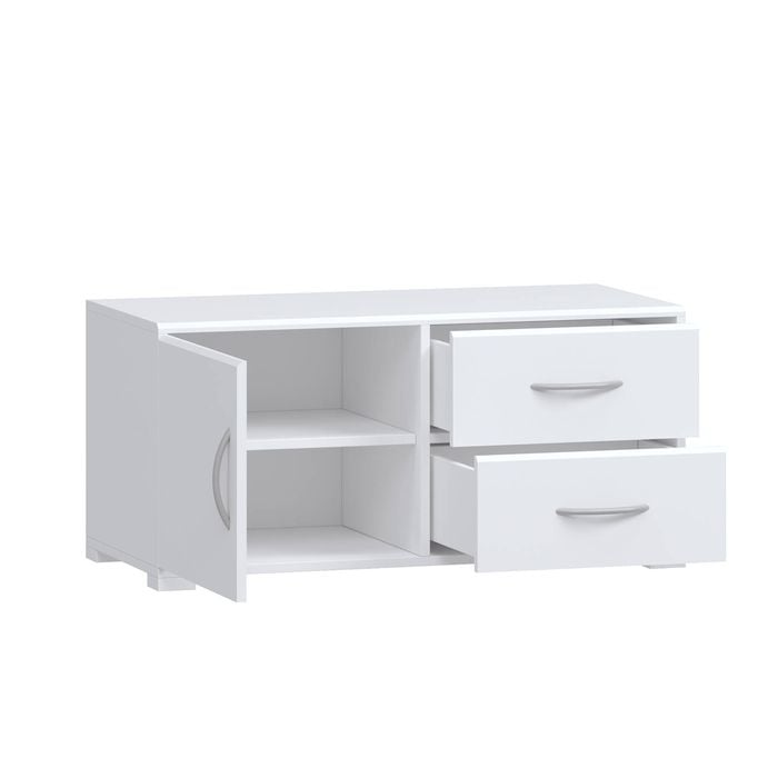 Practa Lowline TV Entertainment Unit Bundle - 2 Drawers 1 Door - White ...