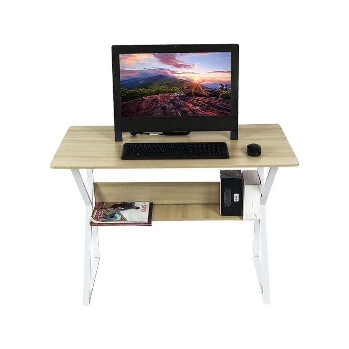Wood and Metal Computer Desk with Shelf - Bunnings Australia