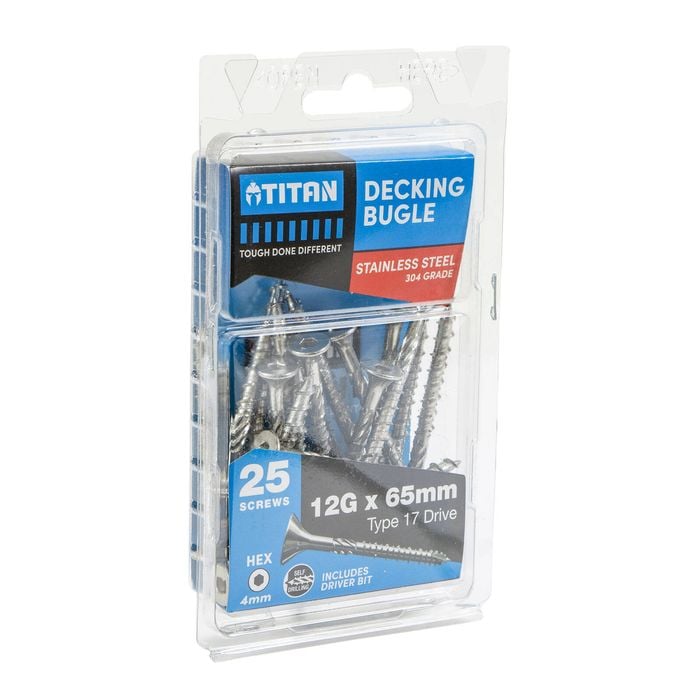 Titan 12G x 65mm Decking Bugle Stainless Steel 304 - Pack of 25 ...