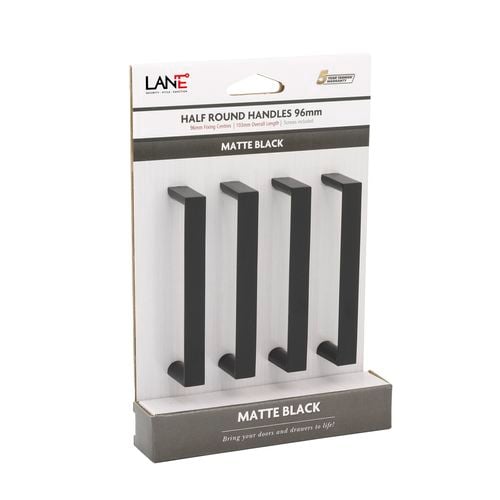 Lane 96mm Black Half Round Square Handle - 4 Pack - Bunnings New Zealand