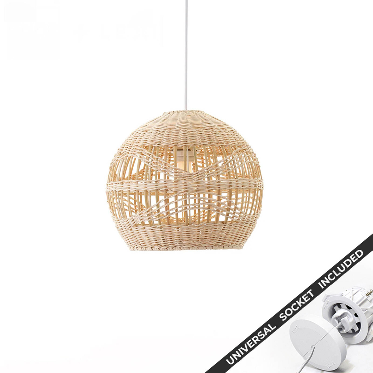 Snap Lighting Adasha Natural Rattan Downlight to Pendant Light ...