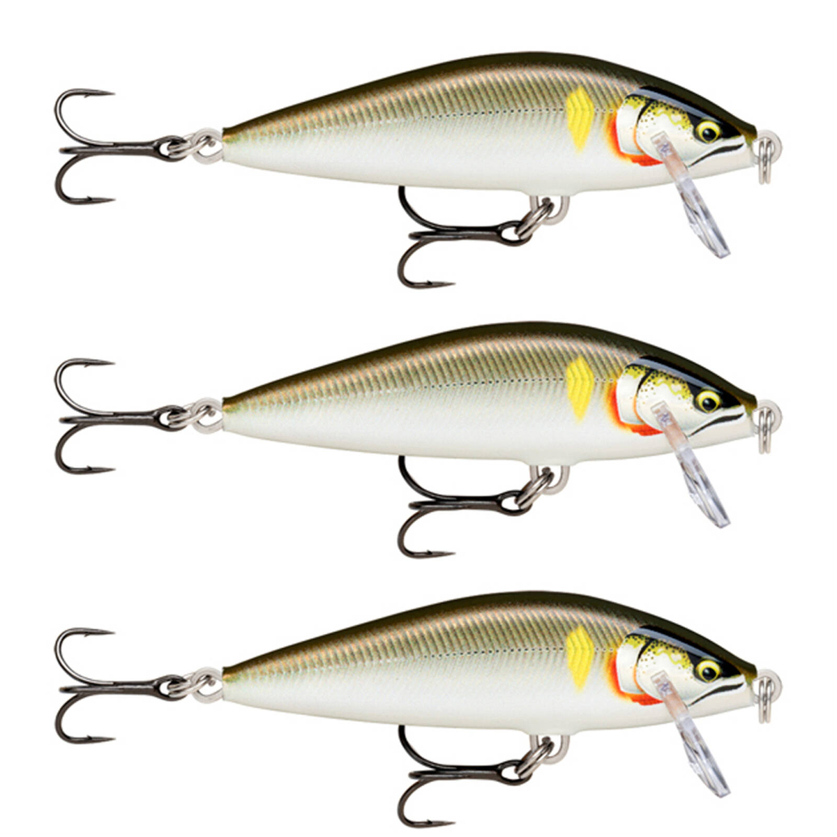 3x Rapala 7.5cm Countdown Sink Hardbody Balsa Fishing Lures - Gilded ...