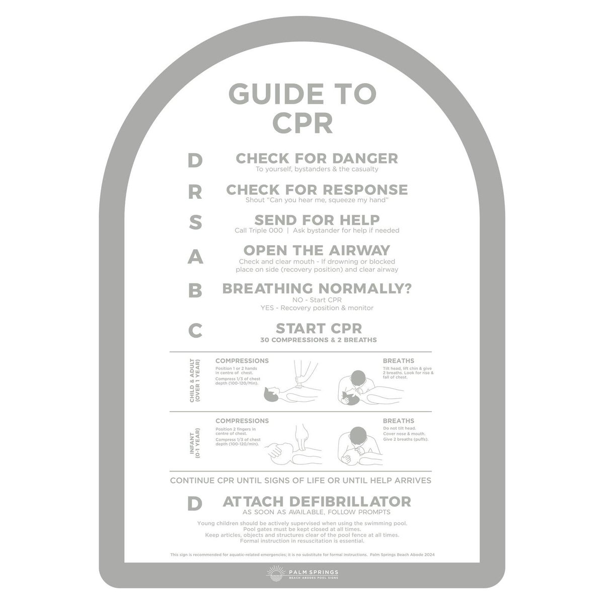 Stylish Pool CPR Sign Grey Halo - Bunnings Australia