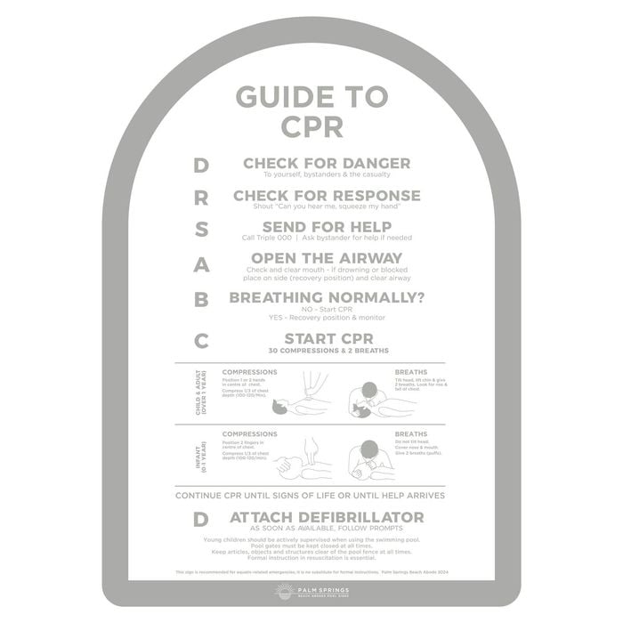 Stylish Pool CPR Sign Grey Halo - Bunnings Australia