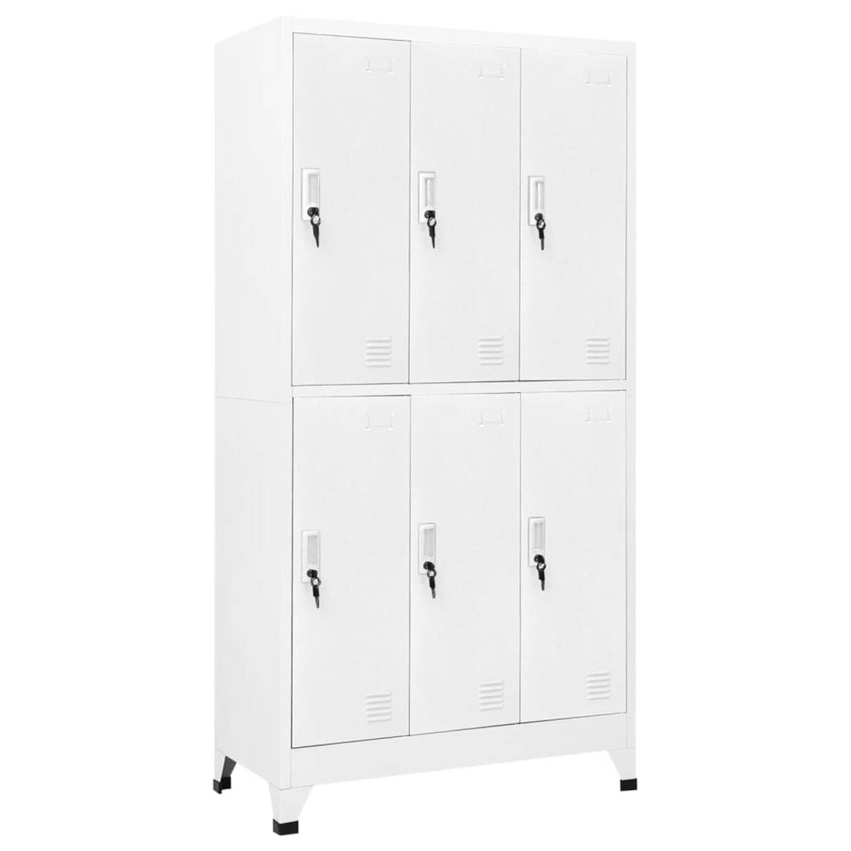 vidaXL Locker Cabinet with 6 Compartments Steel Grey Home Organiser ...