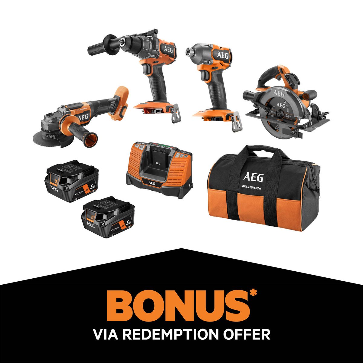 AEG 18V FUSION 4-Piece 5.0Ah FORCE Kit - Bunnings New Zealand