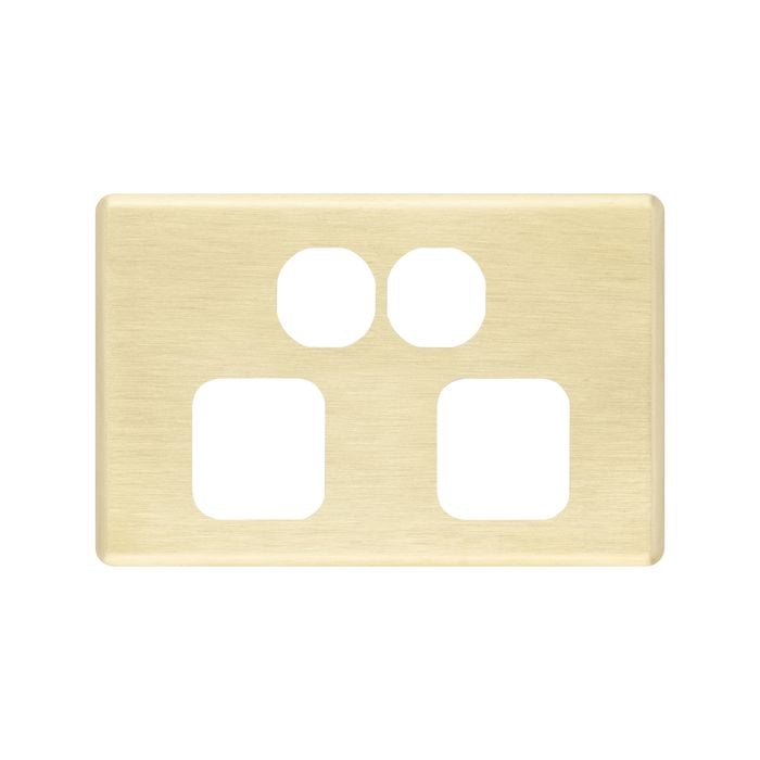 DETA Brushed Gold Finish S-Line Double Powerpoint Cover Plate - Brushed ...