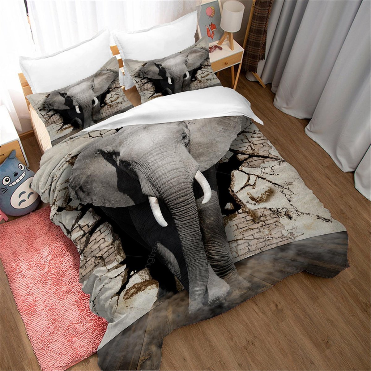 3D Elephant Animal Quilt Cover Set Bedding Set Duvet Cover Pillowcases ...