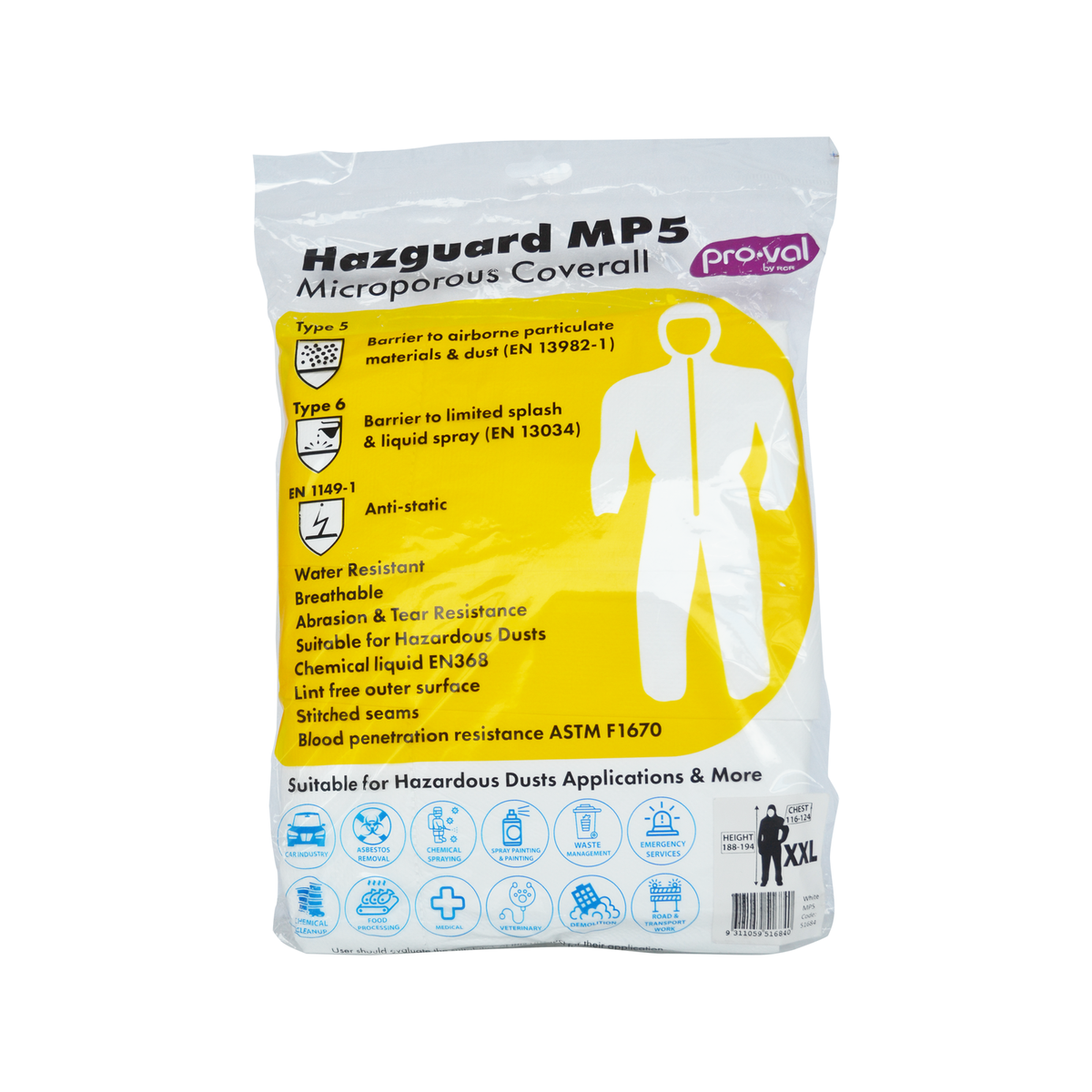 Pro-Val Hazguard MP5 Disposable Coverall - Size XXL - Bunnings Australia