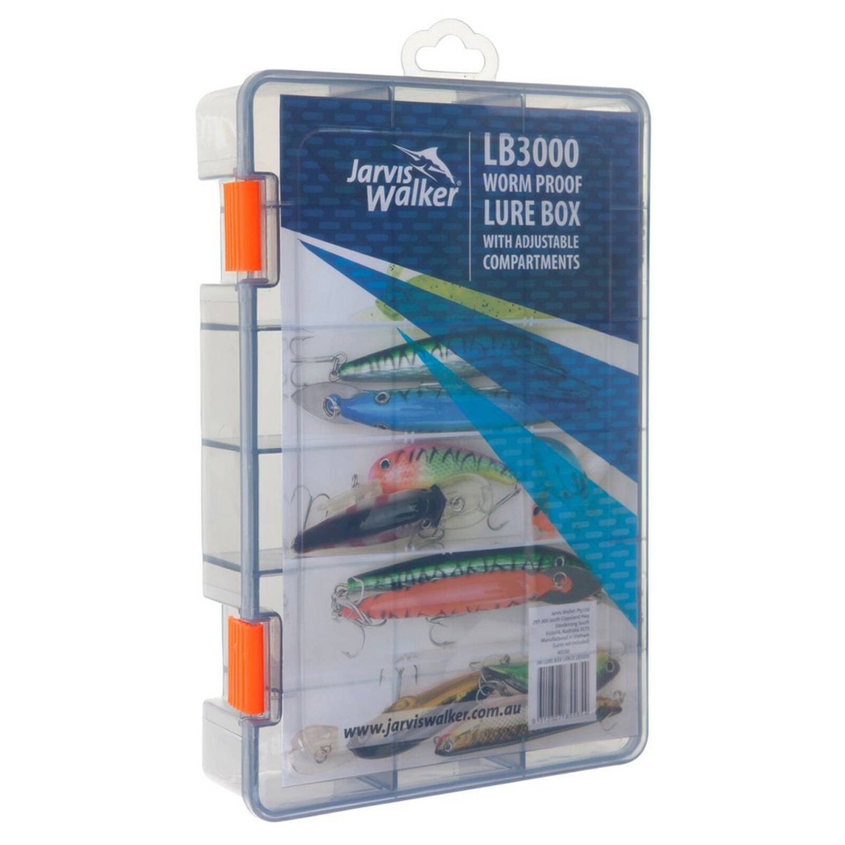 Jarvis Walker LB3000 Worm Proof Lure Tackle Box Adjustable Compartments ...