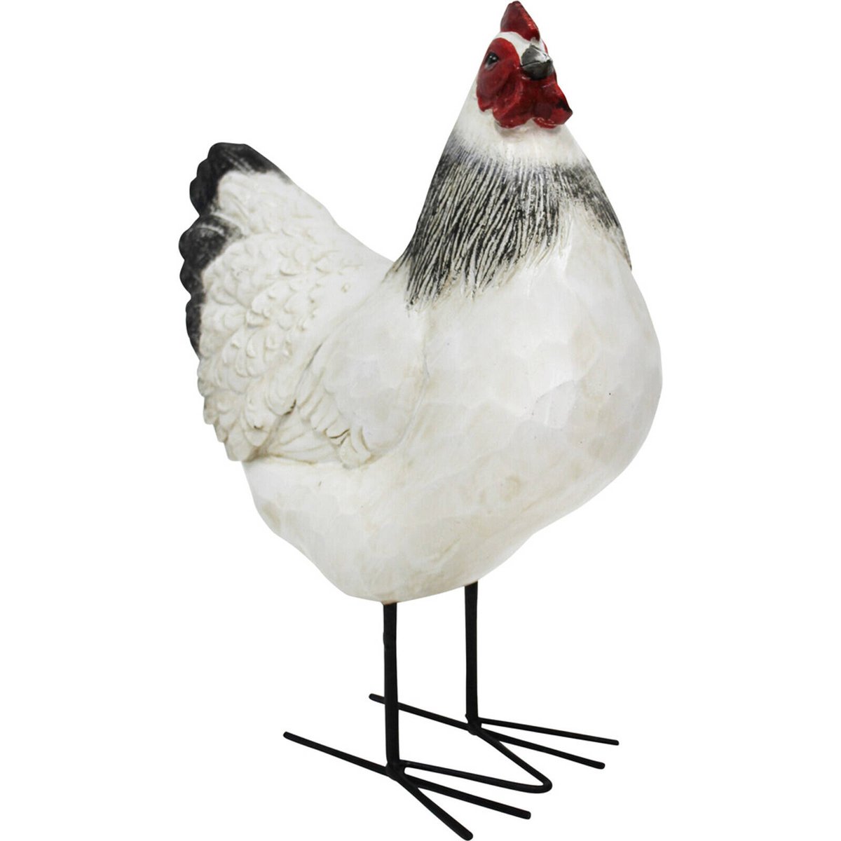 LVD Polyresin Iron Tall Hen Sculpture Home Decor 32x30cm - White ...