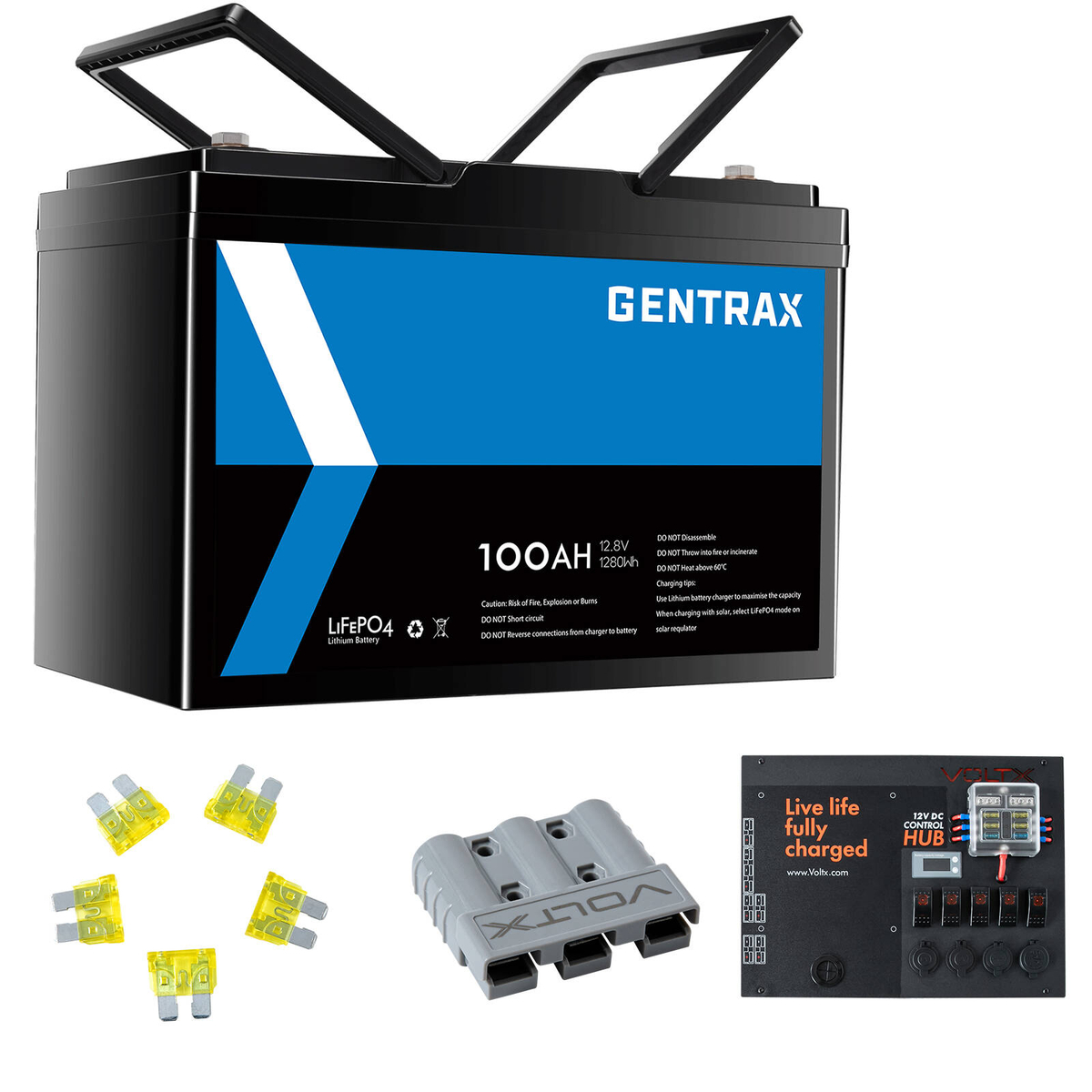 GENTRAX 12V 100Ah Lithium Battery + Control Box Kits 4x USB - Bunnings ...