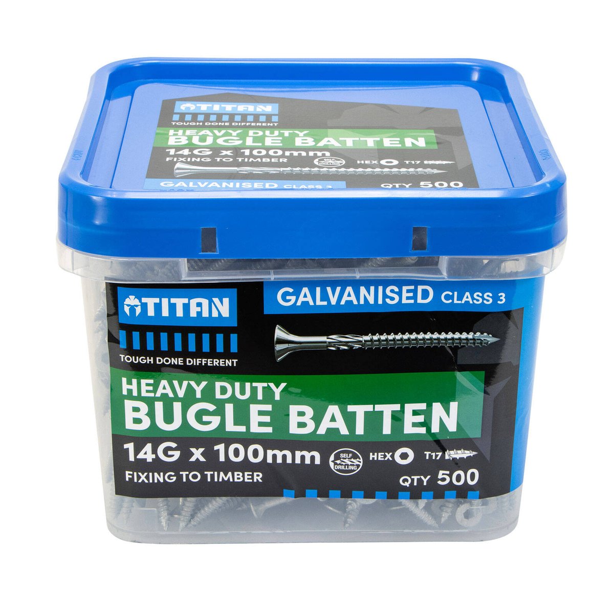 Titan 14G x 100mm CL3 Galvanised Bugle Batten Screw - 500 Pack ...