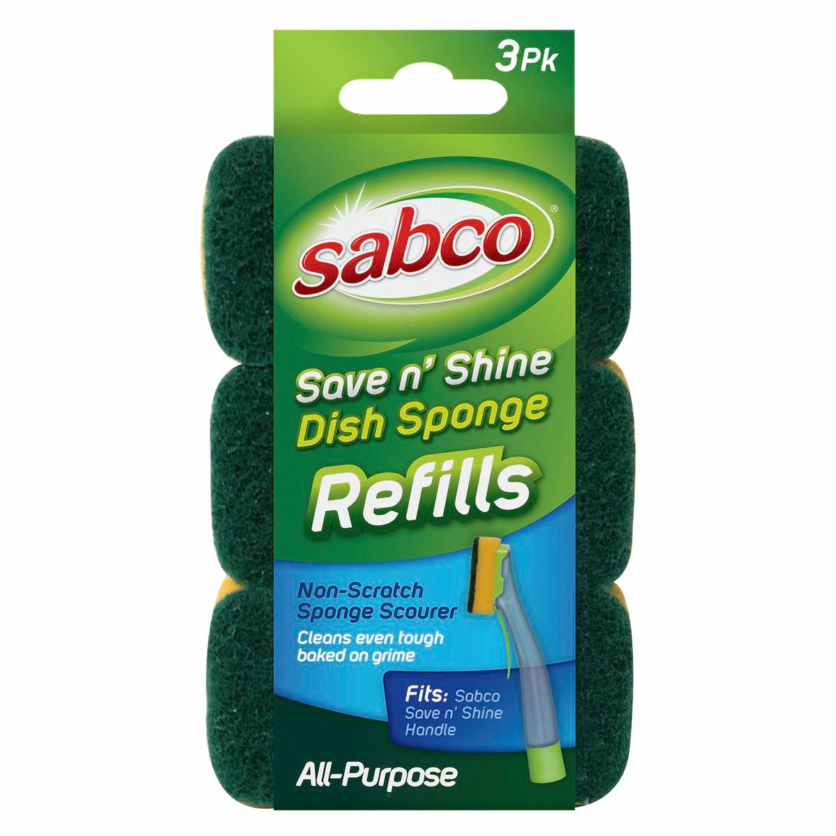 Sabco Save N' Shine Sponge Refill - 3 Pack - Bunnings Australia