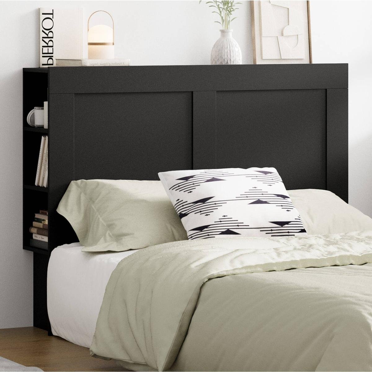 Oikiture Bed Head Headboard Queen Size Bedhead with Storage Shelves ...