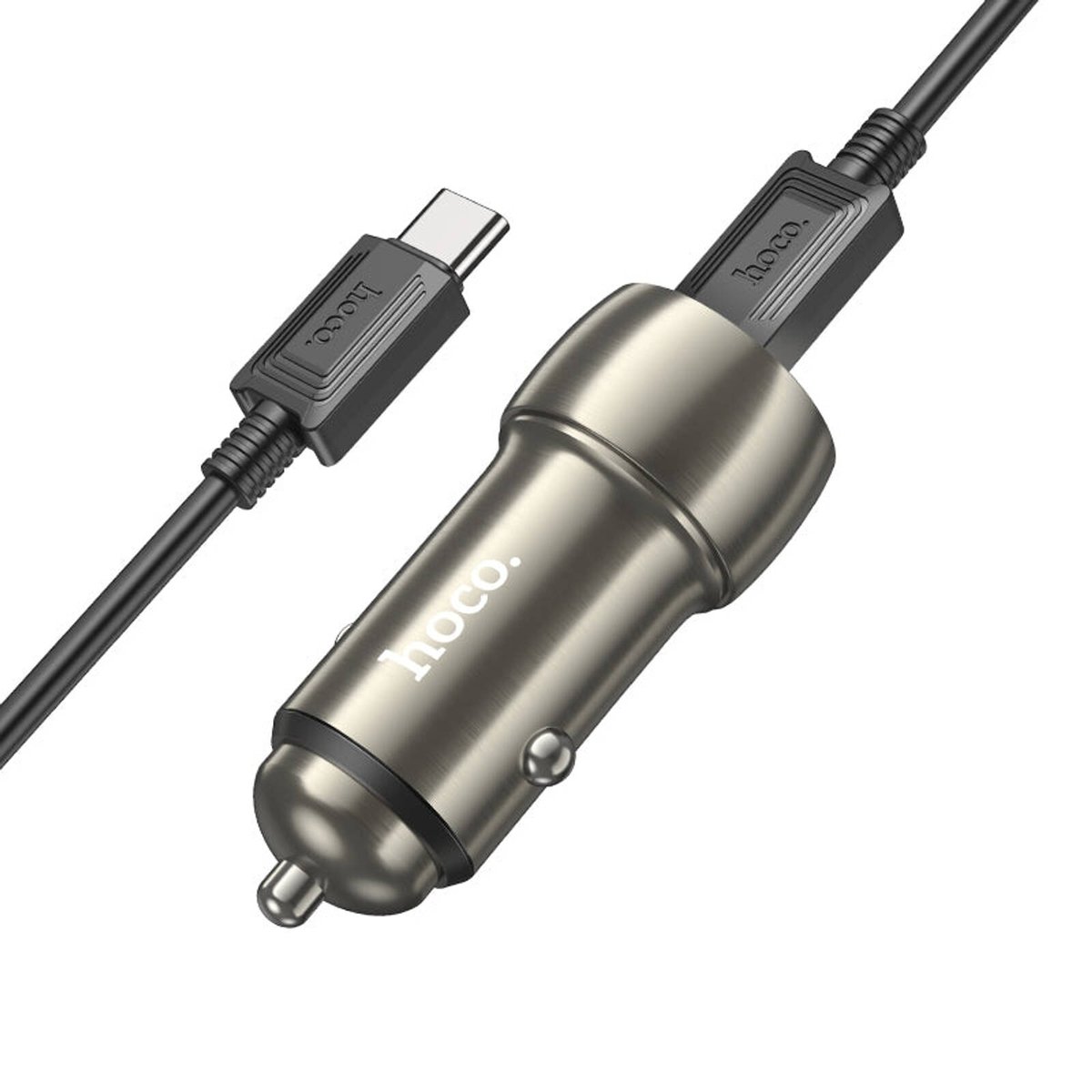 Hoco Z48 40W Dual Port USB-C Metal Car Charger With Lightning Cable ...