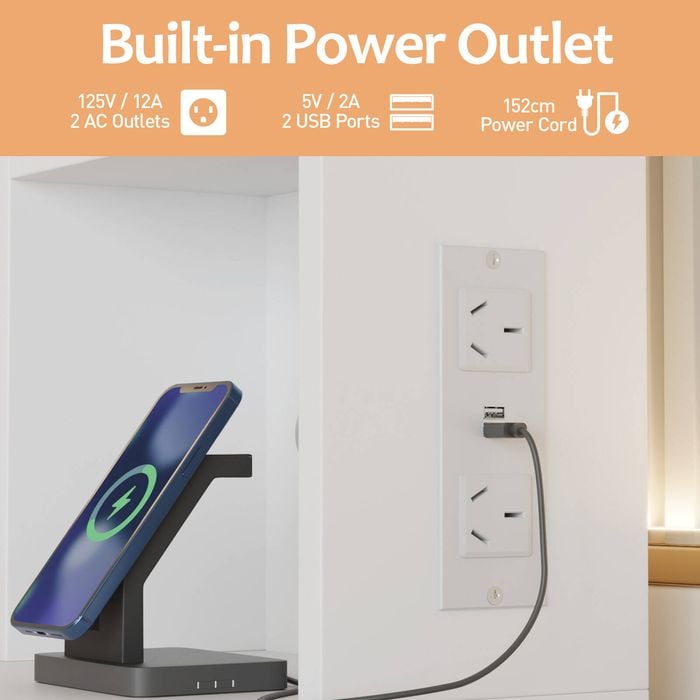 Advwin Dressing Table Set with Power Outlet and LED Light 360 ...