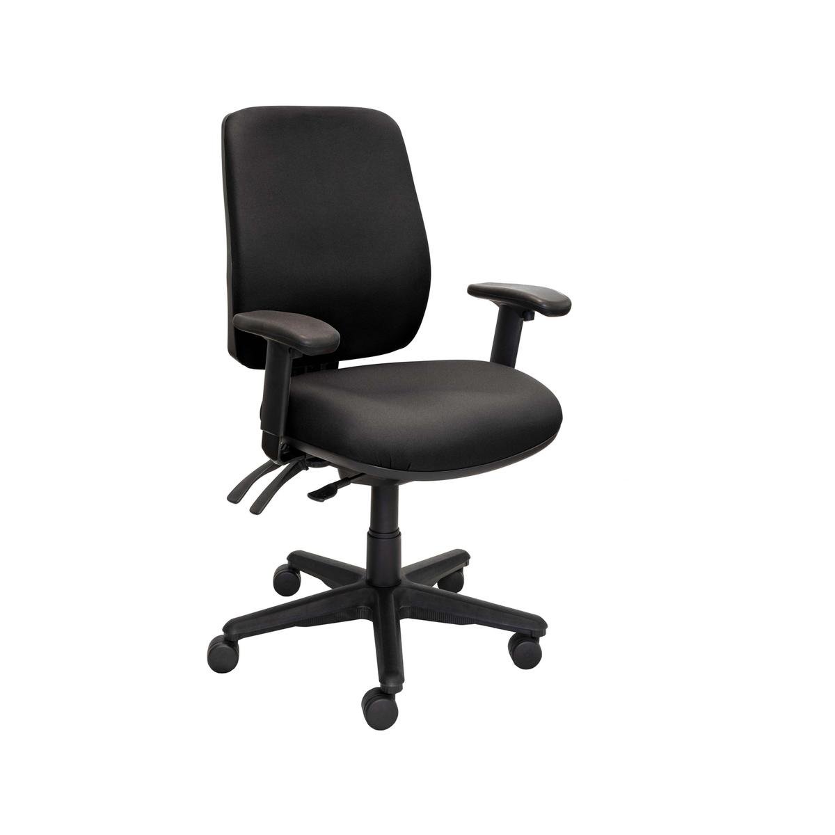 Buro Roma High Back Task Chair 3 Lever With Arms Black Fabric Seat And ...
