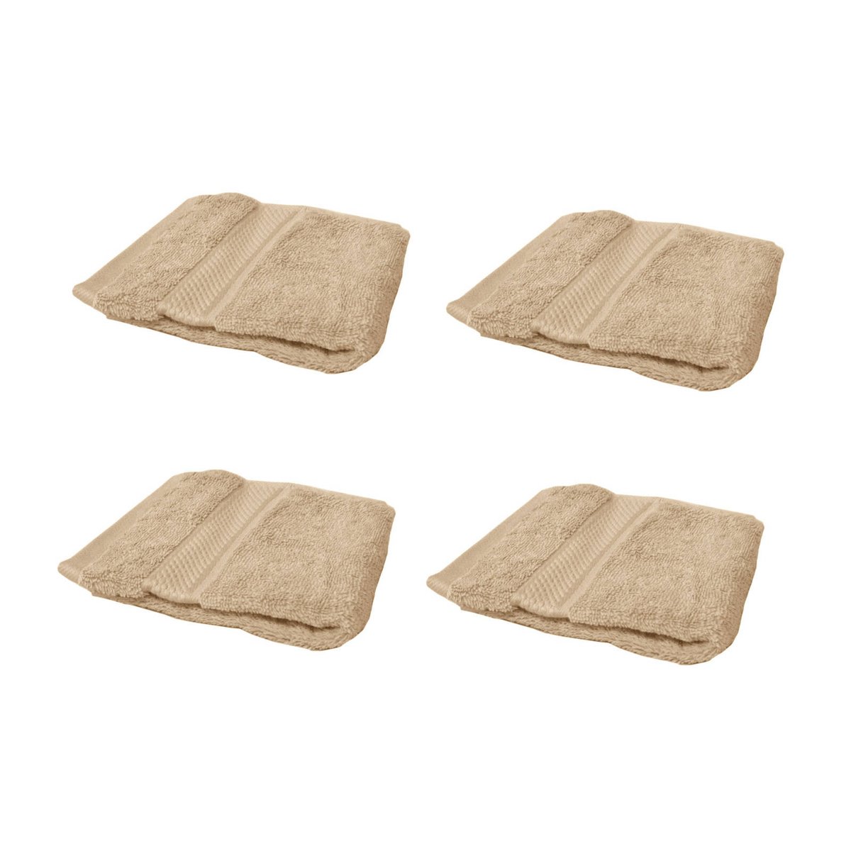 Set of 4 100% Cotton Face Washers Perfect Touch 33 x 33cm Beige ...