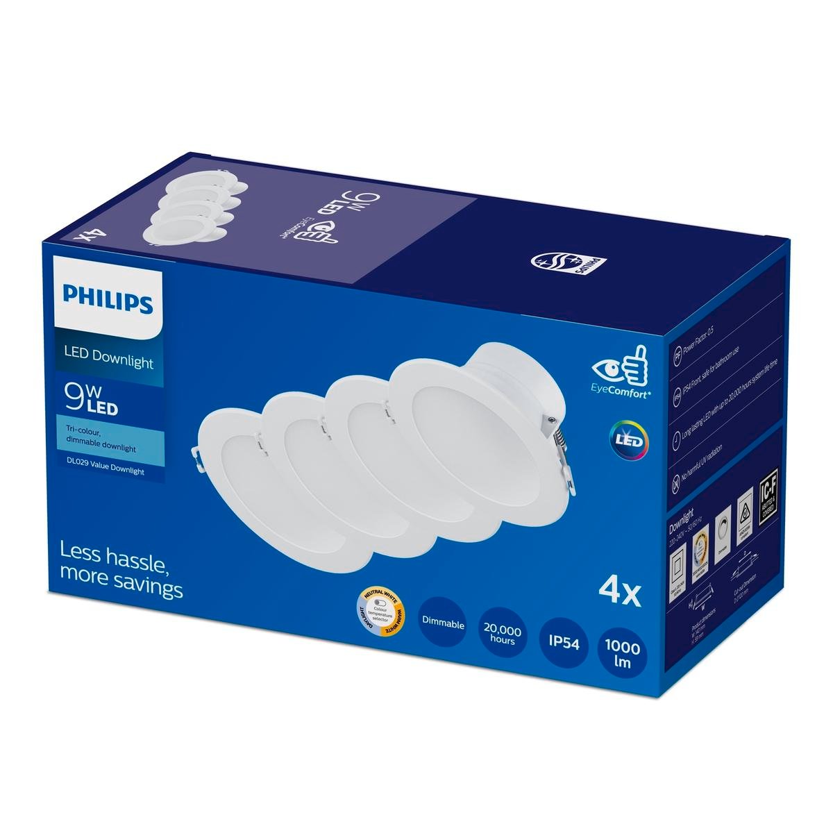 Philips 9W 1000lm 120mm CCT LED Value Downlight - 4 Pack - Bunnings New ...
