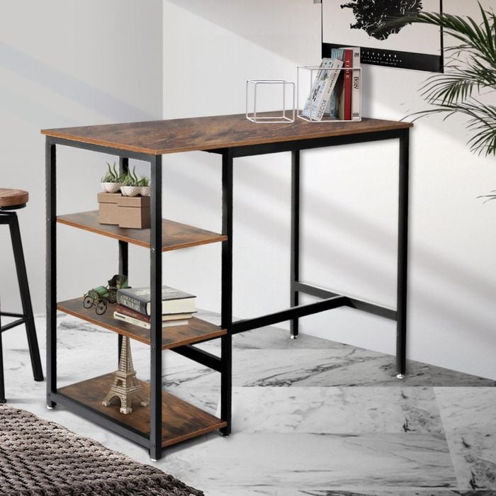 Levede 3-Tier Wooden High Table with Storage Shelves - Bunnings Australia