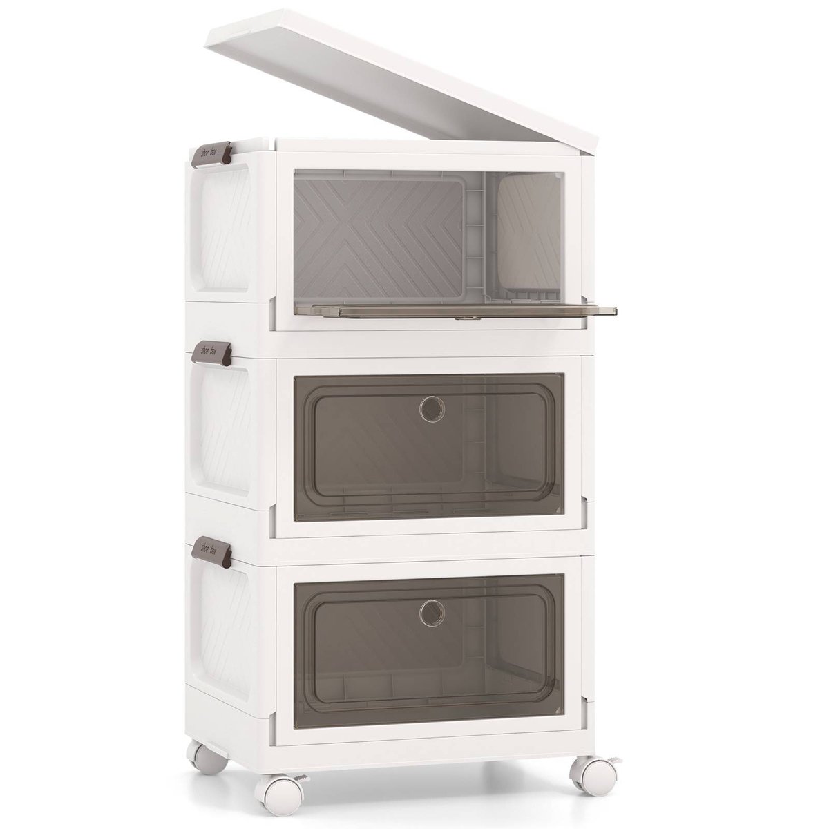 Costway 3-Pack 105L Stackable Storage Containers Organiser Boxes w/Lid ...