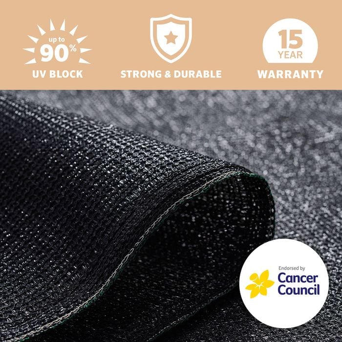 Coolaroo 1.8 x 3m Graphite Heavy Duty Sun Protection Shade Cloth- 90% ...