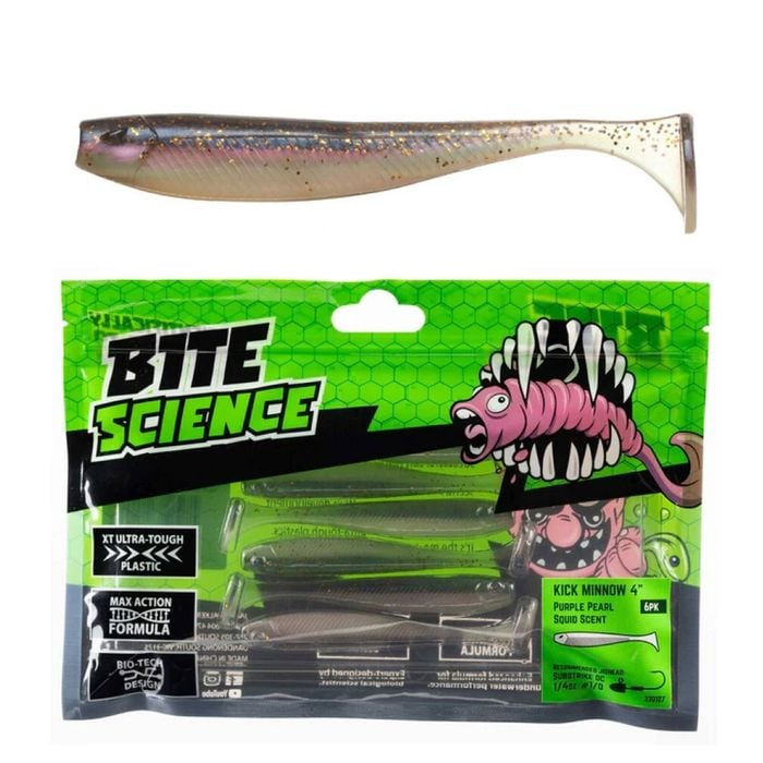 6 Pack of 4 Inch Bite Science Kick Minnow Soft Plastic Lures - Purple ...