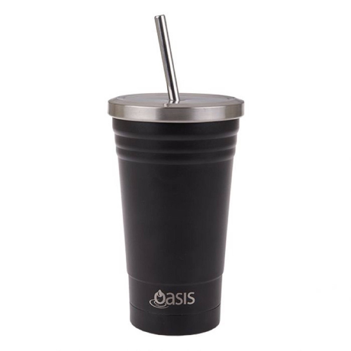 Oasis 500ml Stainless Steel Smoothie Tumbler with Straw - Black - Bunnings Australia