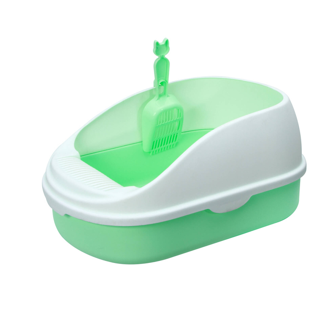 YES4PETS Medium Portable Cat Toilet Litter Box Tray with Scoop Green ...