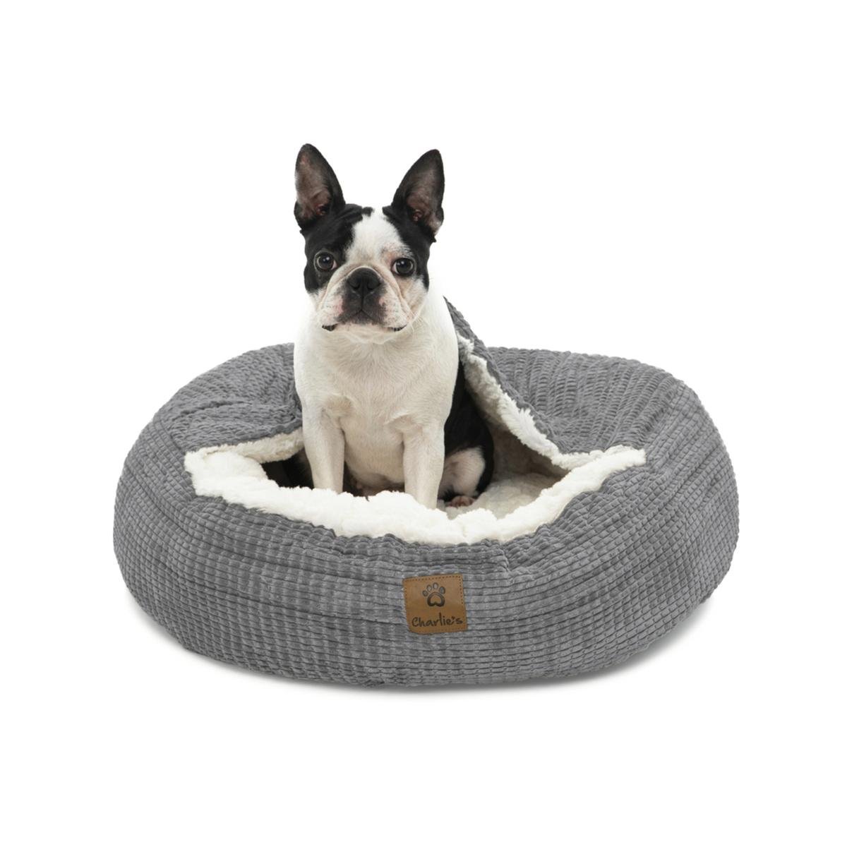 Charlie s Snookie Hooded Dog Bed Grey Large Bunnings Australia
