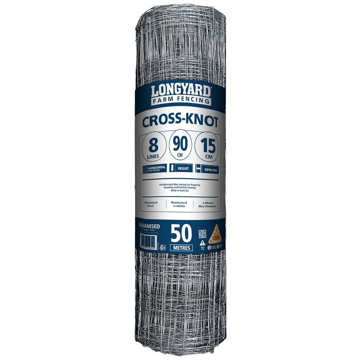 Longyard 0.9 x 50m 8 x 15 x 2mm Cross Knot Wire Mesh - Bunnings Australia
