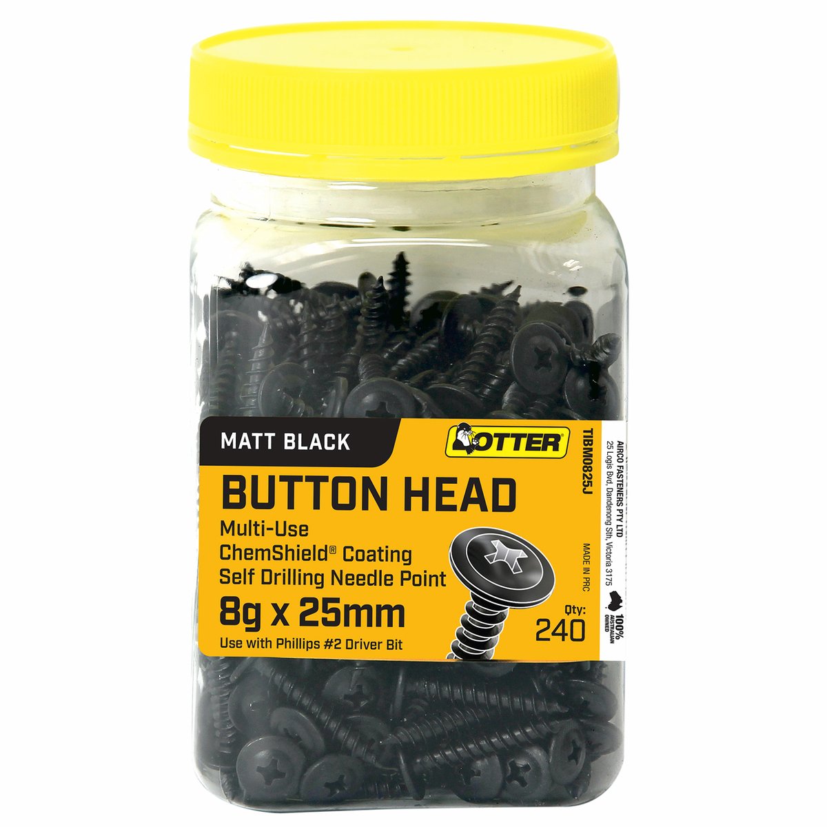 Otter 8g x 25mm Matt Black Button Head Screws - 240 Pack - Bunnings ...