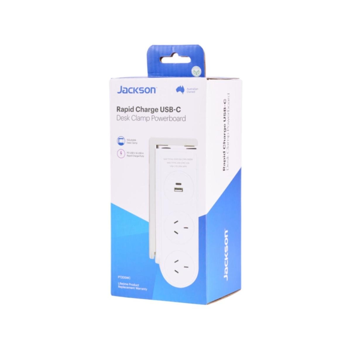 Jackson Rapid Charge USB-C Desk Clamp Powerboard - Bunnings Australia