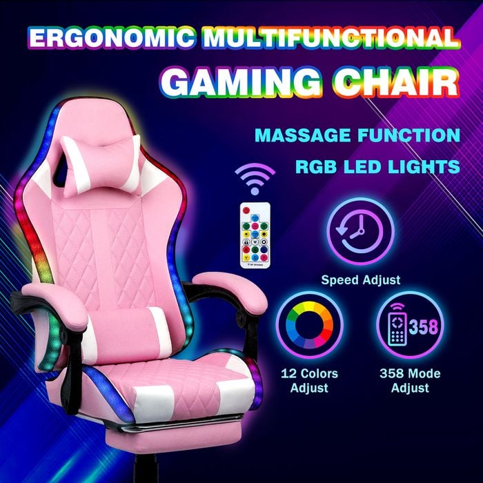 Advwin Gaming Chair with Massagers and LED Lights, Executive Office ...