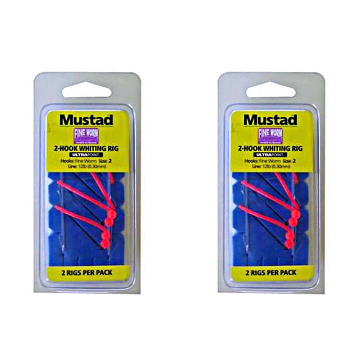 2x 2PK Mustad Fine Worm 2 Hook Whiting Fishing Rig - Size 2 - Bunnings ...