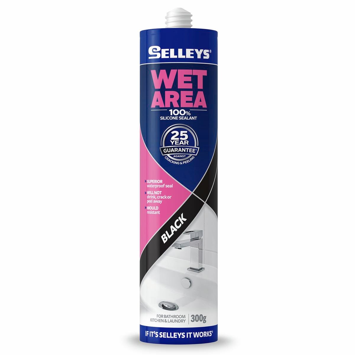 Selleys 300g Wet Area Waterproof Silicone Sealant - Black - Bunnings ...