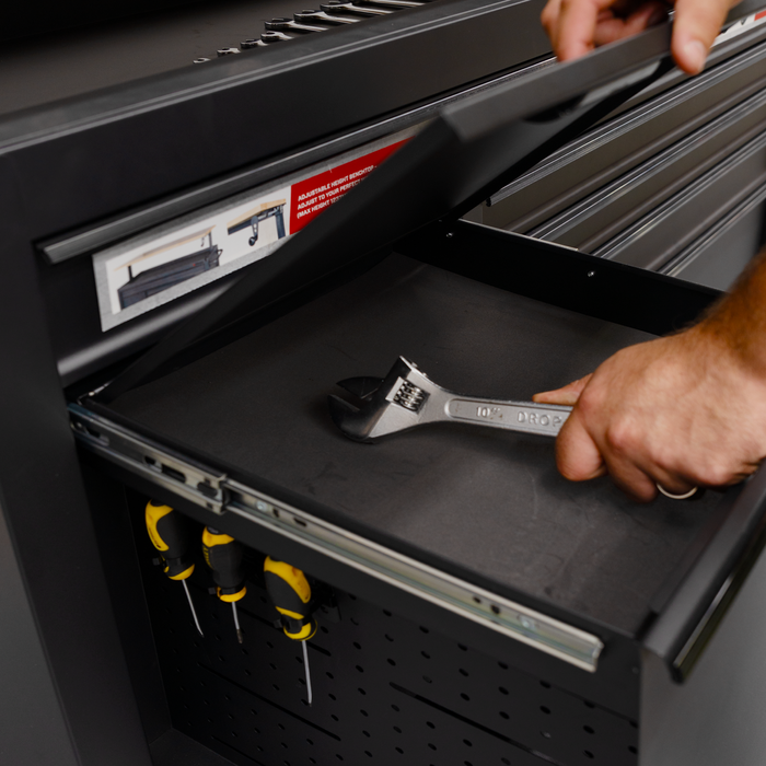 Pinnacle 142cm 56" Black Matte Tool Trolley With Adjustable Height Top ...