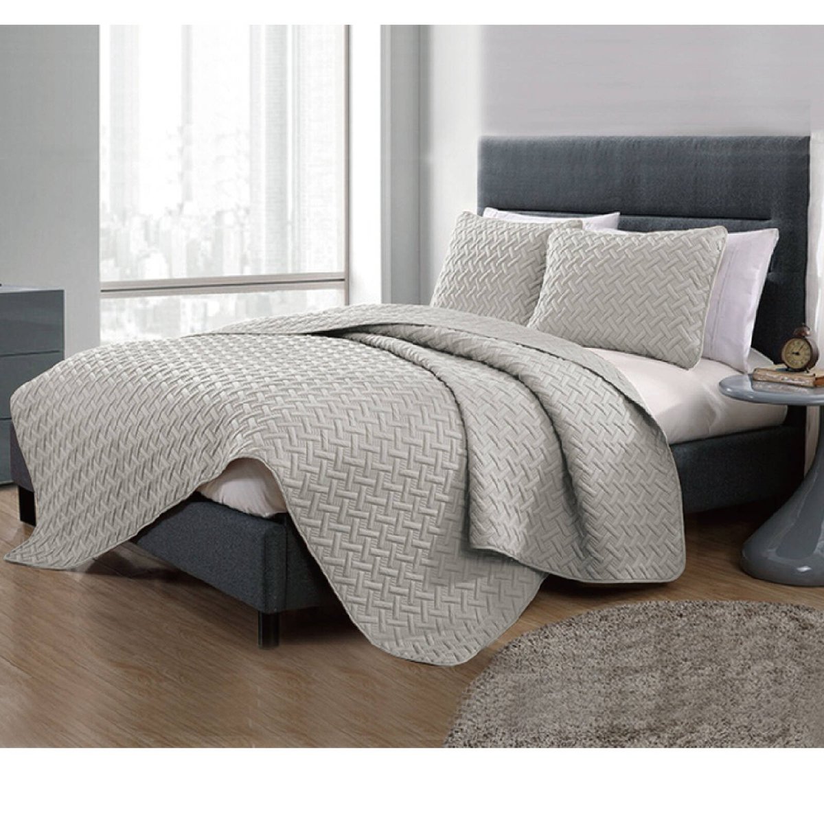 Ramesses 3 Piece Chic Embossed Comforter Set Silver King - Bunnings ...