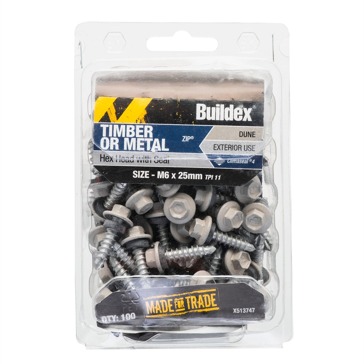 Buildex Roof Zip C4 HexHead Screws M6 x 25 Dune Bx100 - Bunnings Australia