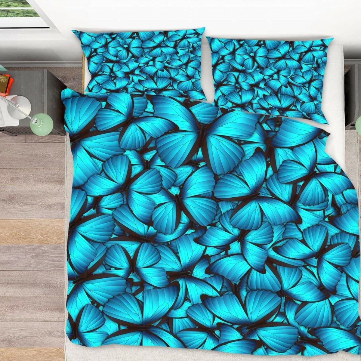 3D Blue Butterfly 267 Bed Pillowcases Quilt King Size - Bunnings Australia