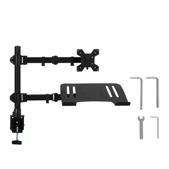 Adjustable Dual Laptop & Monitor Arm Black - Bunnings Australia