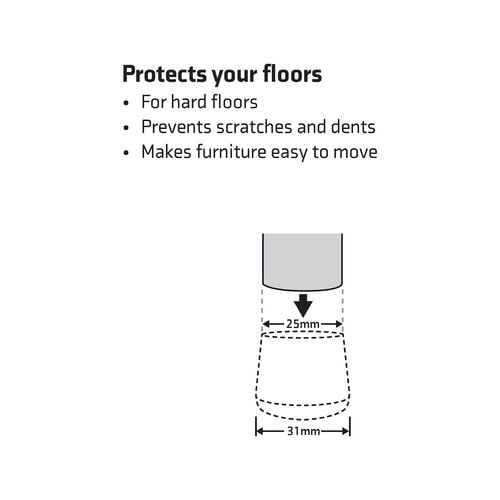 Surface Gard 25mm Clear Round Chair Tip - 4 Pack - Bunnings Australia