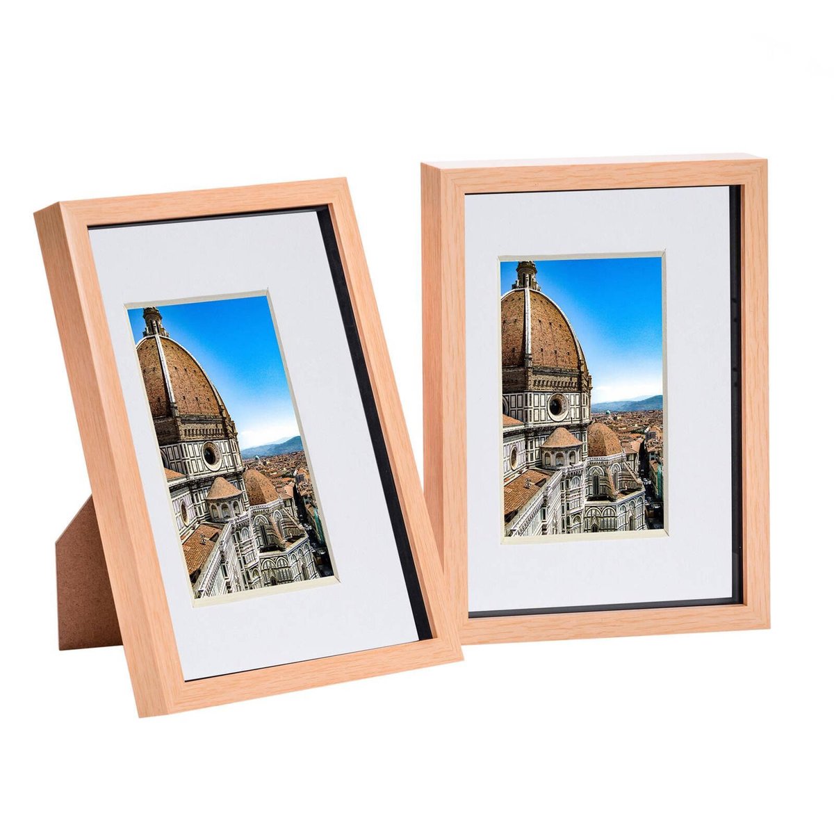 3D Shadow Box Frames with A5 Mount - A4 (8" x 12") - Light Wood/White ...