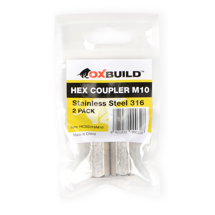 Oxbuild M10 316 Stainless Steel Hex Coupler - 2 Pack - Bunnings New Zealand