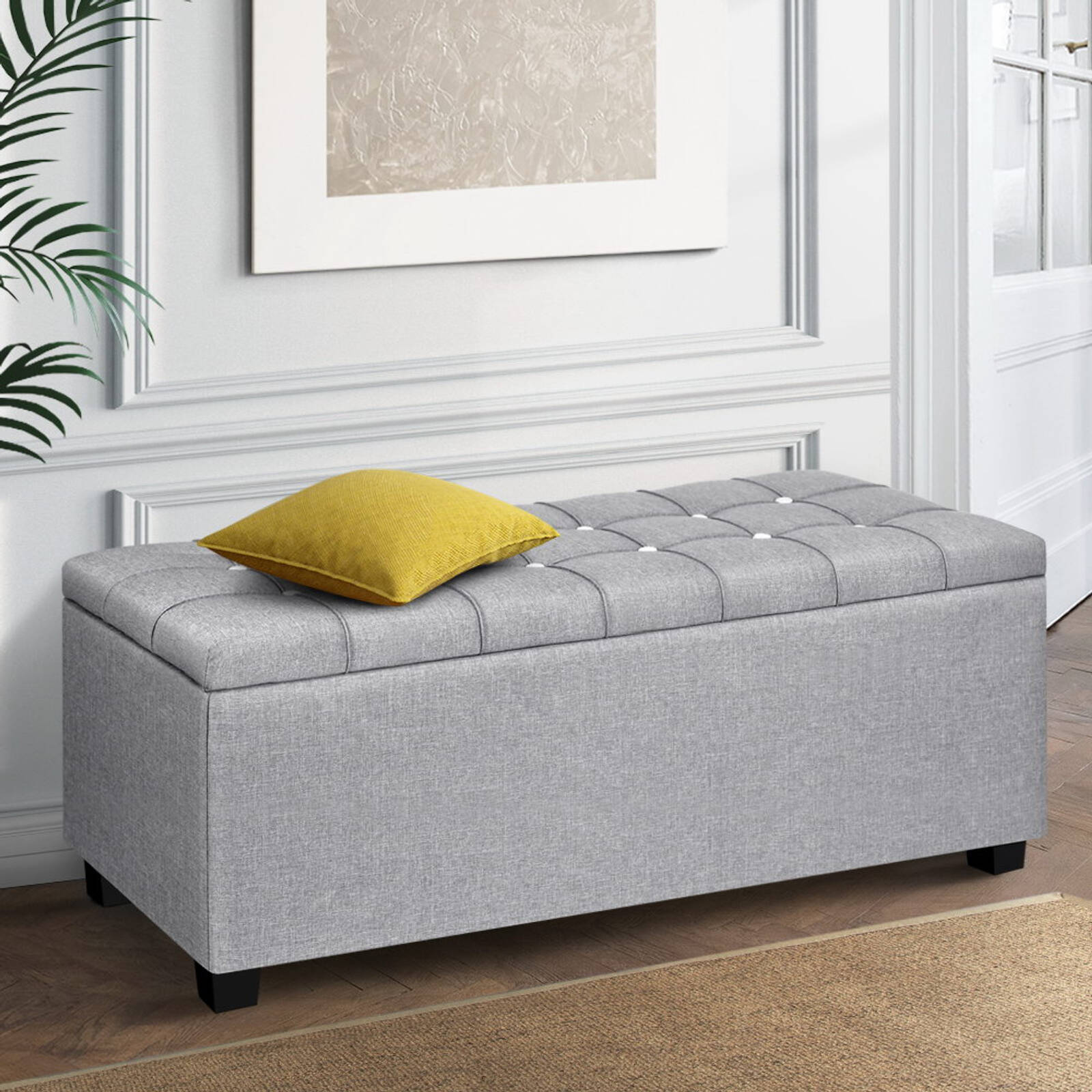 Artiss Storage Ottoman Blanket Box Foot Stool Grey Bunnings Australia