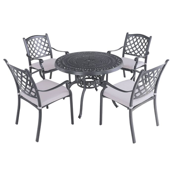 FurnitureOkay Orlando 5-Piece Cast Aluminium Outdoor Dining Setting ...