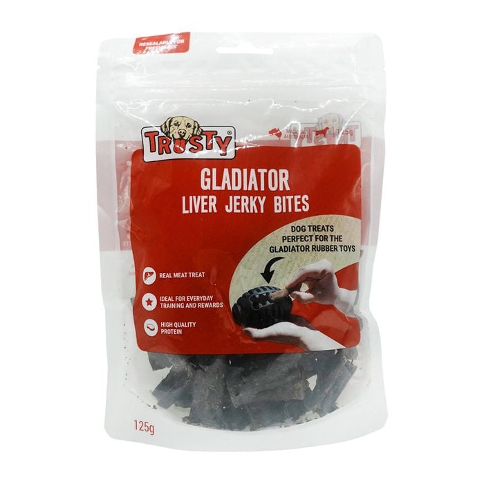 Trusty 125g Gladiator Liver Jerky Bites Dog Treats - Bunnings Australia