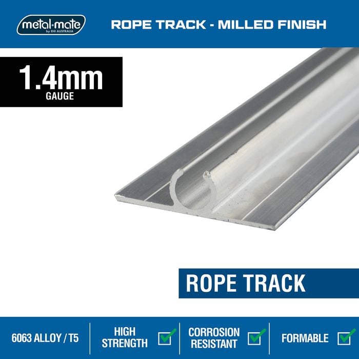 Metal Mate 43 x 11.36mm x 3m Aluminium Double Flange Rope Track ...